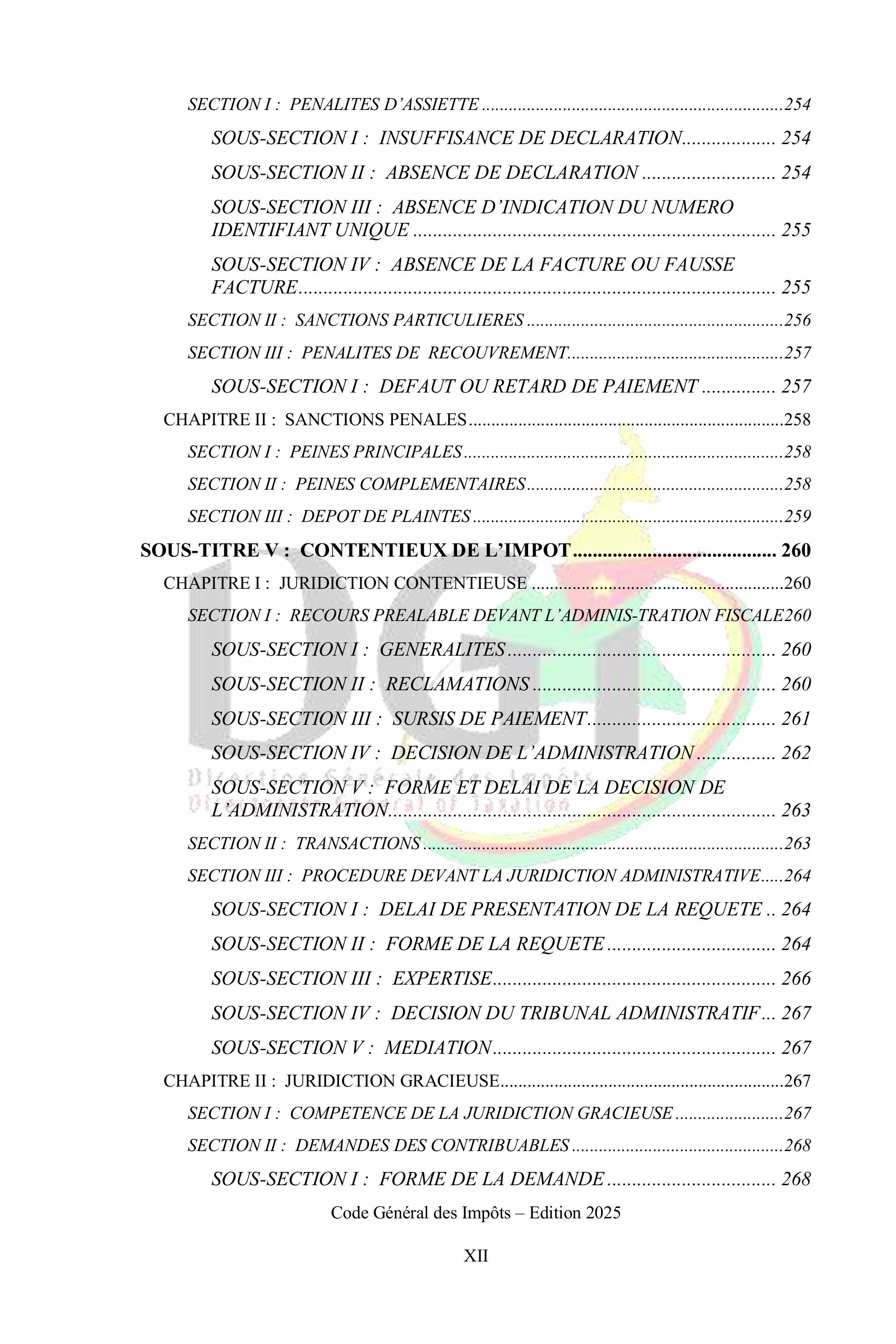 CODE GENERAL DES IMPOTS Mis à jour au 1er janvier 2025 | Direction Générale des Impôts (DGI)